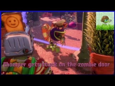 Chomper gets stuck on the zombie door - YouTube