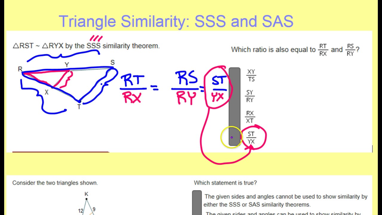 Triangle Similarity SSS and SAS Quiz - YouTube