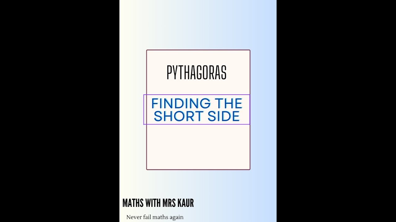 Pythagoras- Finding the short side - YouTube