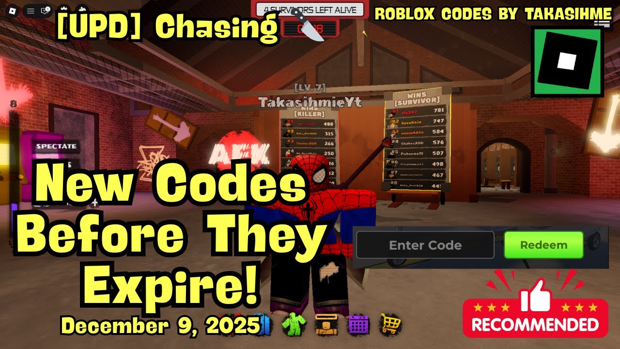 New Update CODES Chasing Roblox, December 9, 2025 - YouTube