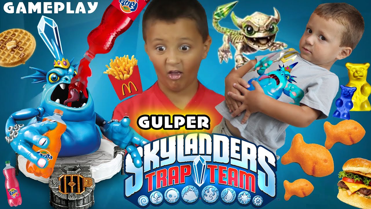 GULPER Water Villain + Funny Bone GAMEPLAY w/ Mike & Chase (Skylanders ...