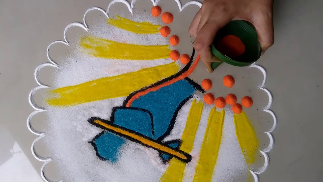 Krishna ji ki Rangoli JANMASHTAMI SPECIAL Design By Bucketful Creation ...