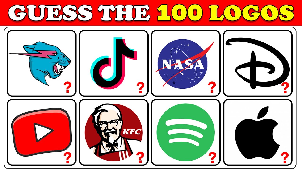 Guess The 100 Logos in 3 Seconds | Easy, Medium, Hard, Extra Hard | 100 ...