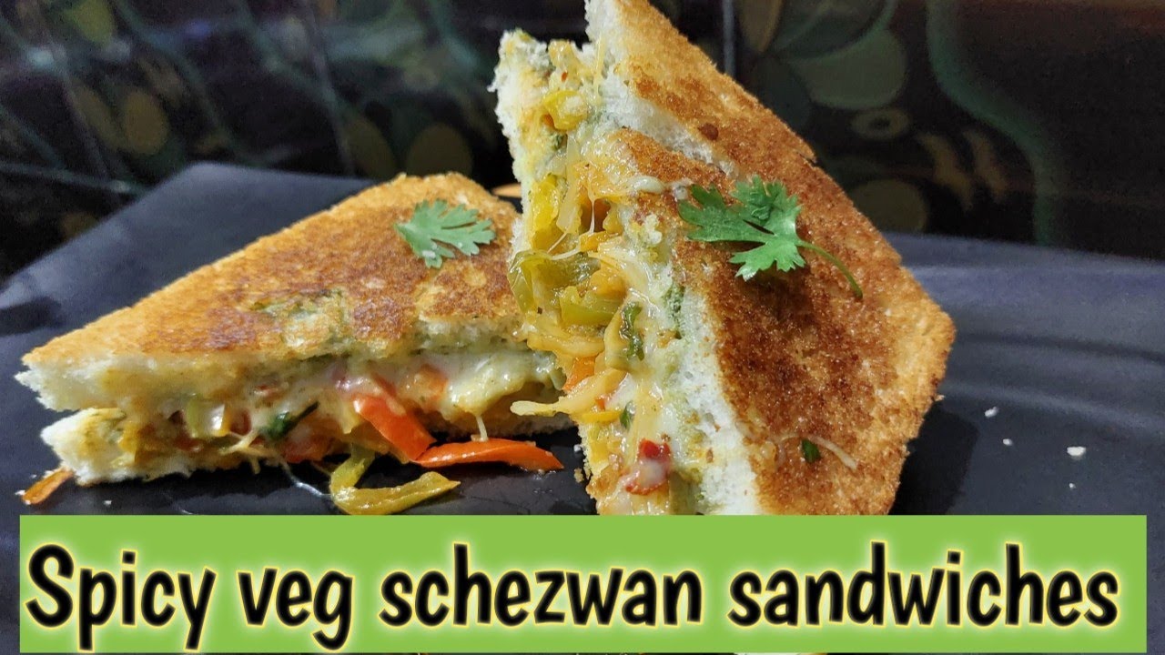 Spicy veg schezwan sandwiches 🥪| Cafe style veg sandwiches | Crispy ...