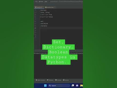 #python #datatypes #dictionary #boolean #set #coding - YouTube