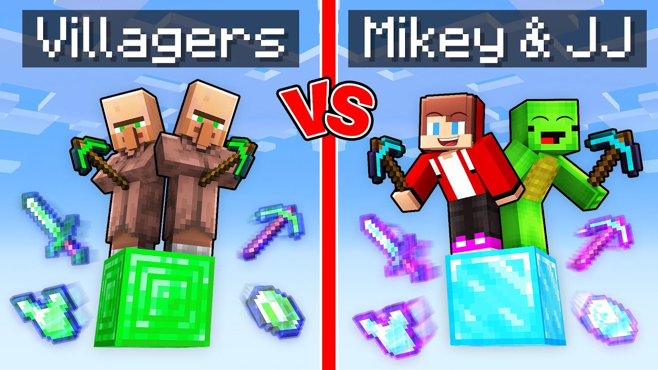 Villagers EMERALD vs Mikey & JJ DIAMOND Block Survival Battle in Minecraft (Maizen) - YouTube