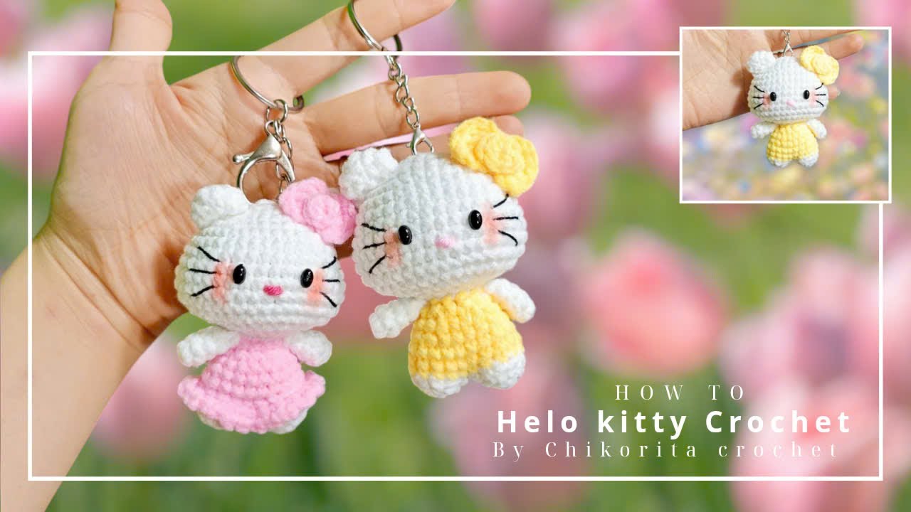 Hướng Dẫn Móc Helo Kitty || Mini Crochet Hello Kitty Keychain - YouTube
