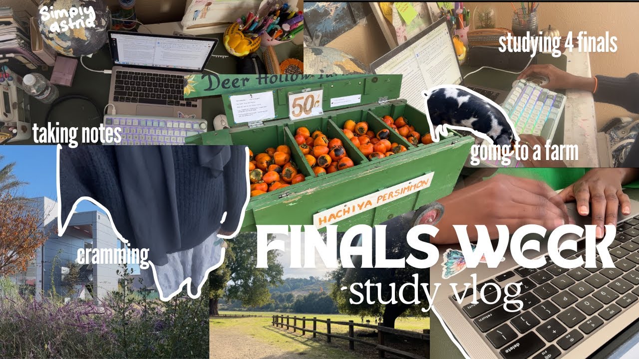 Finals week study vlog 🎧📑📖 |cramming 4 stats| timelapses + studying | going to a farm}⋆.ೃ ...