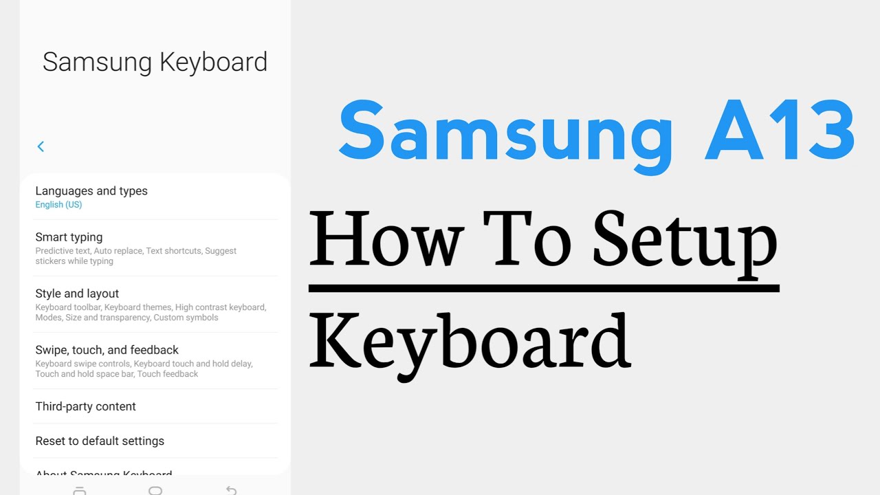 Samsung A13 How To Setup Keyboard - YouTube