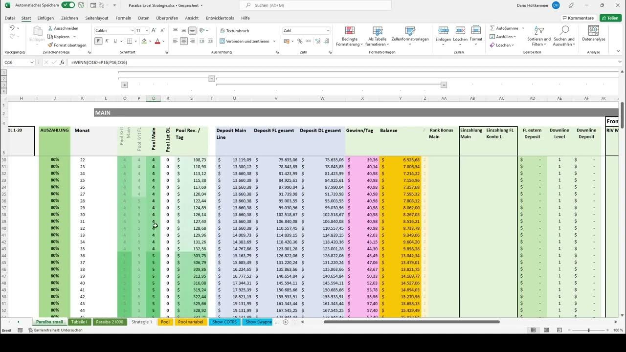 Paraiba Strategie in Excel! Best practise zum maximalen Ertrag - YouTube