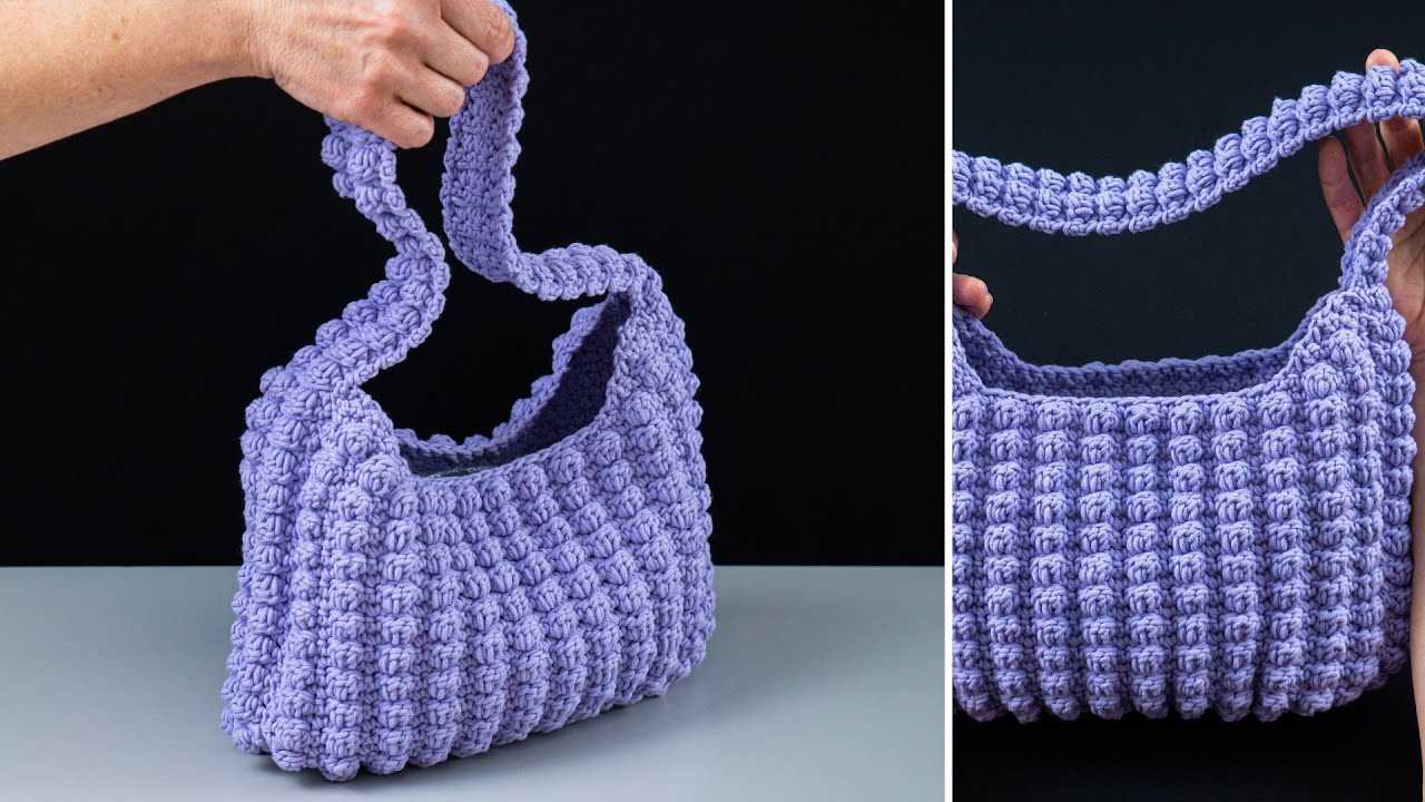 How to crochet a popcorn stitch pattern bag easily! - YouTube