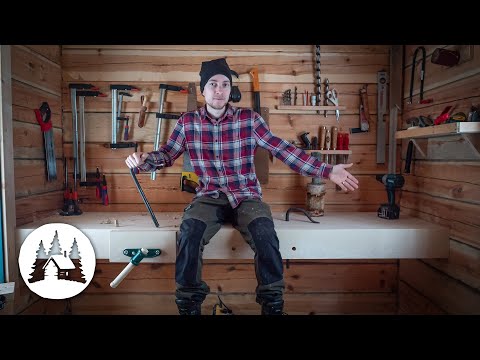 Making a fixed WORKBENCH with front vise for my tiny workshop - YouTube