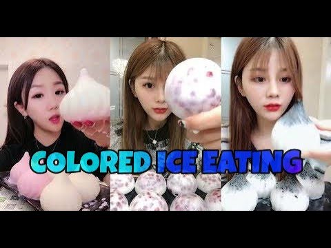 SÜTLÜ RENKLİ BUZ YEMEK & COLORED ICE EATING COMPILATION / SATISFYING ASMR / EATING SOUNDS