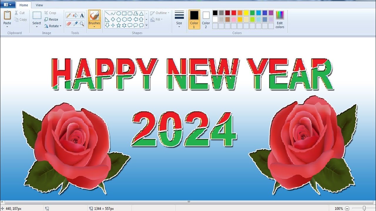 MS Paint Tutorial for Beginners: 3D Happy New Year Design - YouTube