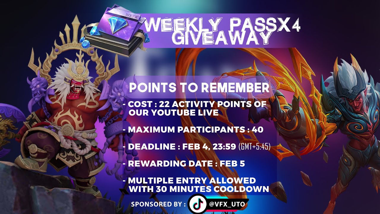 MLBB | Weekly Pass x4 Giveaway 🔥🔥🔥 - YouTube