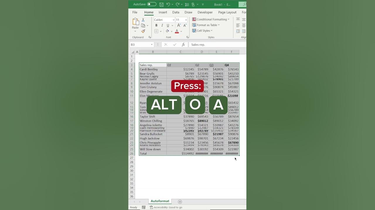How to Autoformat in Excel! - YouTube