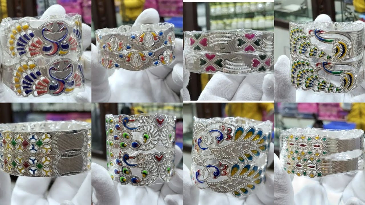 New silver bangles designs with price | Peacock silver bangles designs ...
