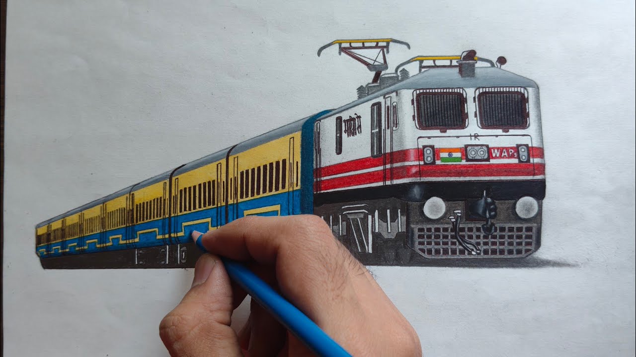 Drawing Shatabdi express hauled by WAP 5 locomotive || Indian Railways ...