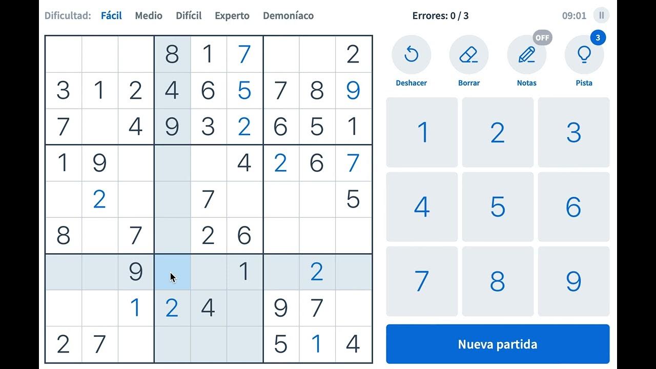 Cómo resolver un SUDOKU sencillo con técnicas - YouTube