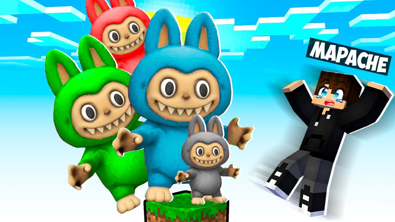 ¡MINECRAFT pero en UN SOLO BLOQUE de LABUBU! MAPACHE LABUBU MINECRAFT ...