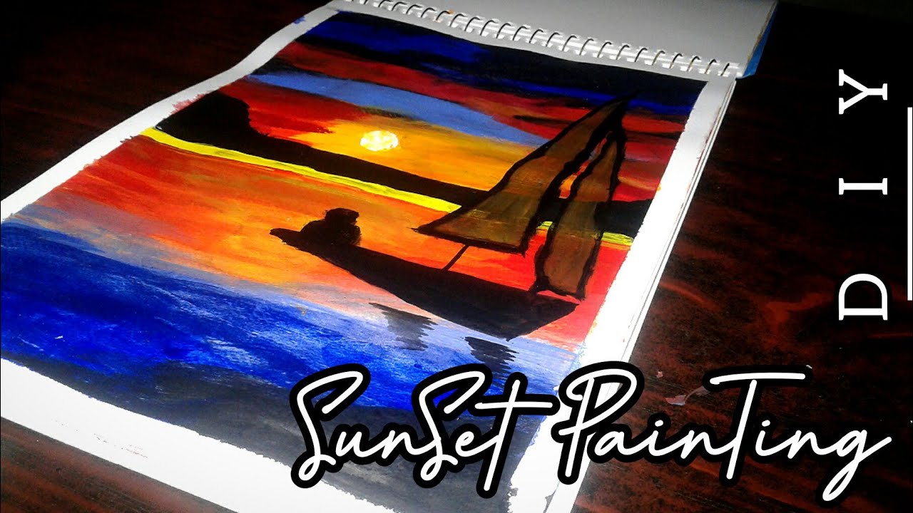 DIY SUNSET PAINTING - Artistic World - YouTube