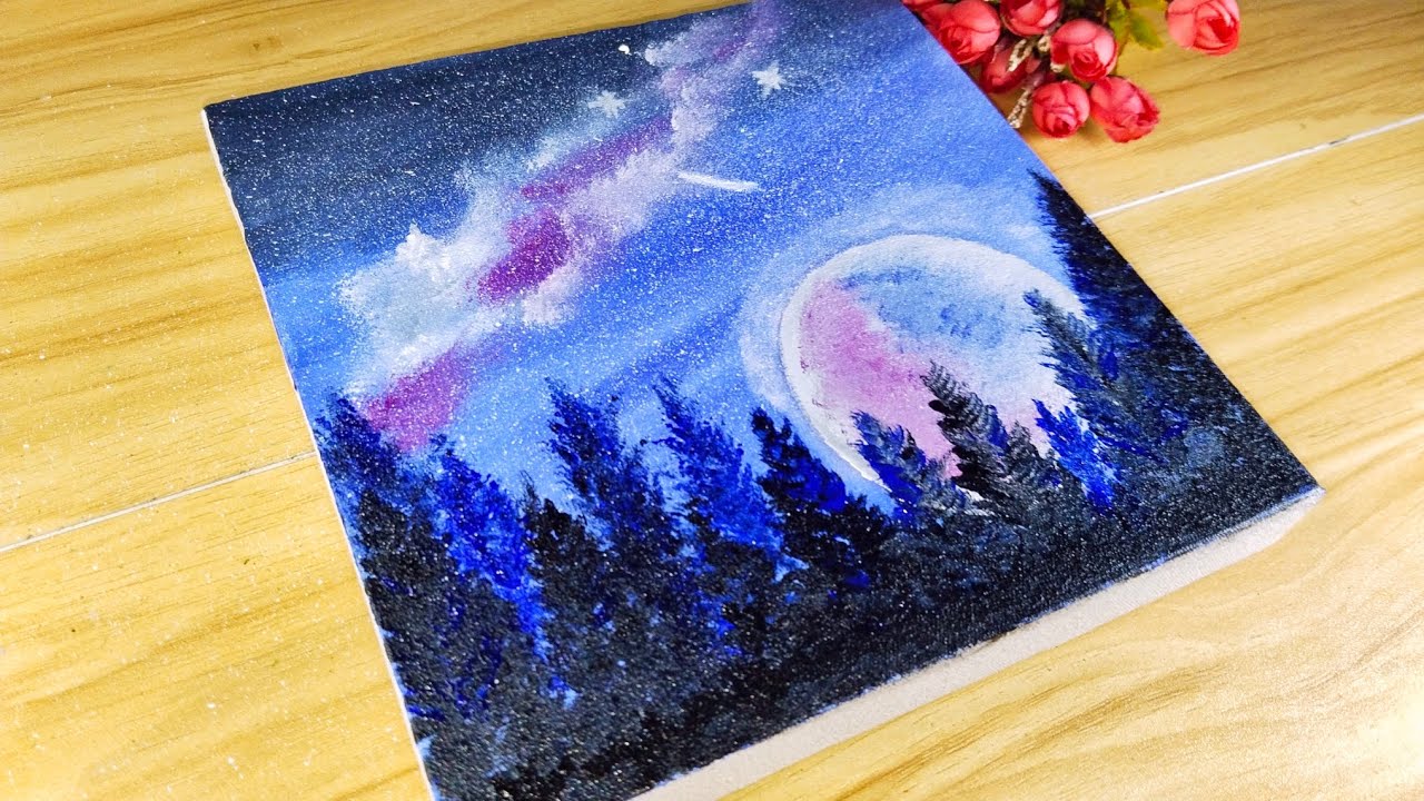 Moonlight Acrylic Painting / Acrylic Painting for Beginners - YouTube