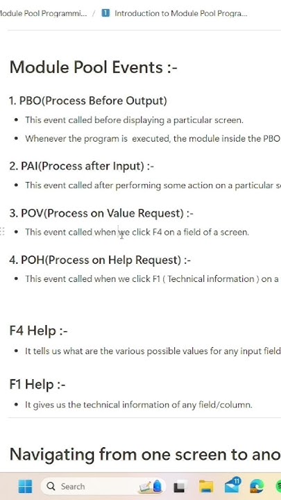 Types of Events in Module Pool Programming - YouTube