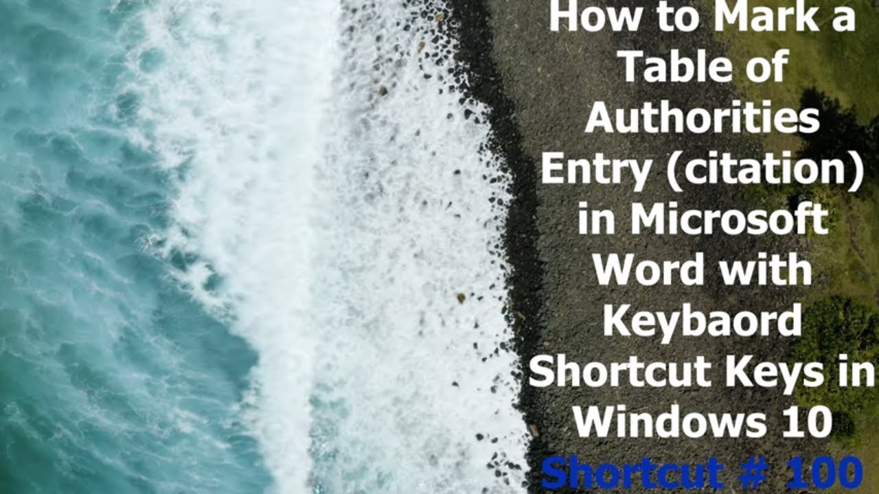 How to Mark Table of Authorities Entry Citation with Keyboard ...