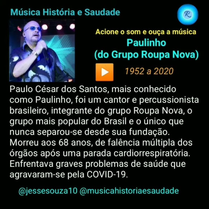 Paulinho (Roupa Nova). Saiba mais ⬇️ https://pt.m.wikipedia.org/wiki/Paulinho_(m%C3%BAsico ...