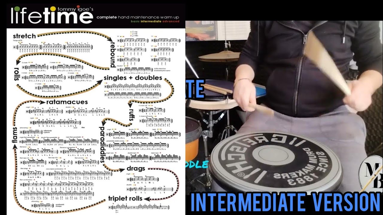 Tommy Igoe's Lifetime Warm up Intermediate (version) #drumlife #lifetime #practicepad #tommyigoe ...