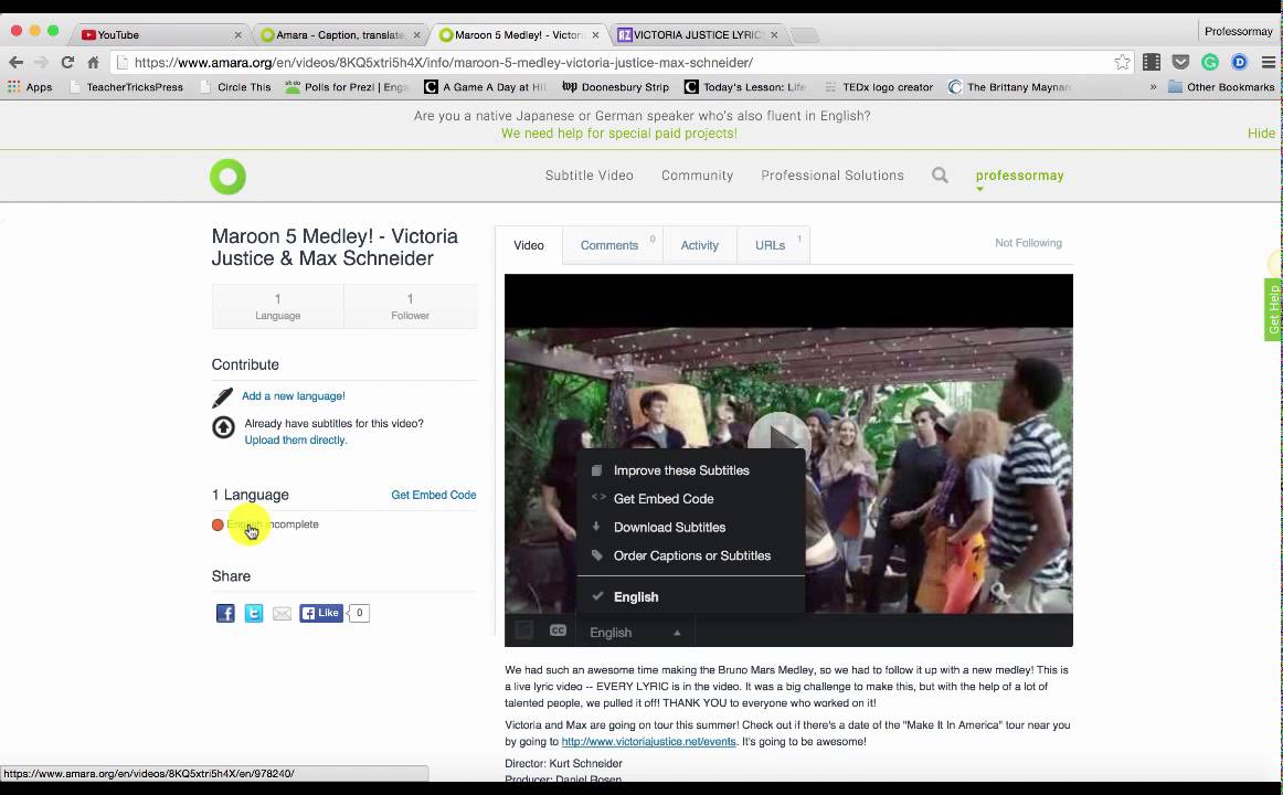 Captioning with Amara an example - YouTube