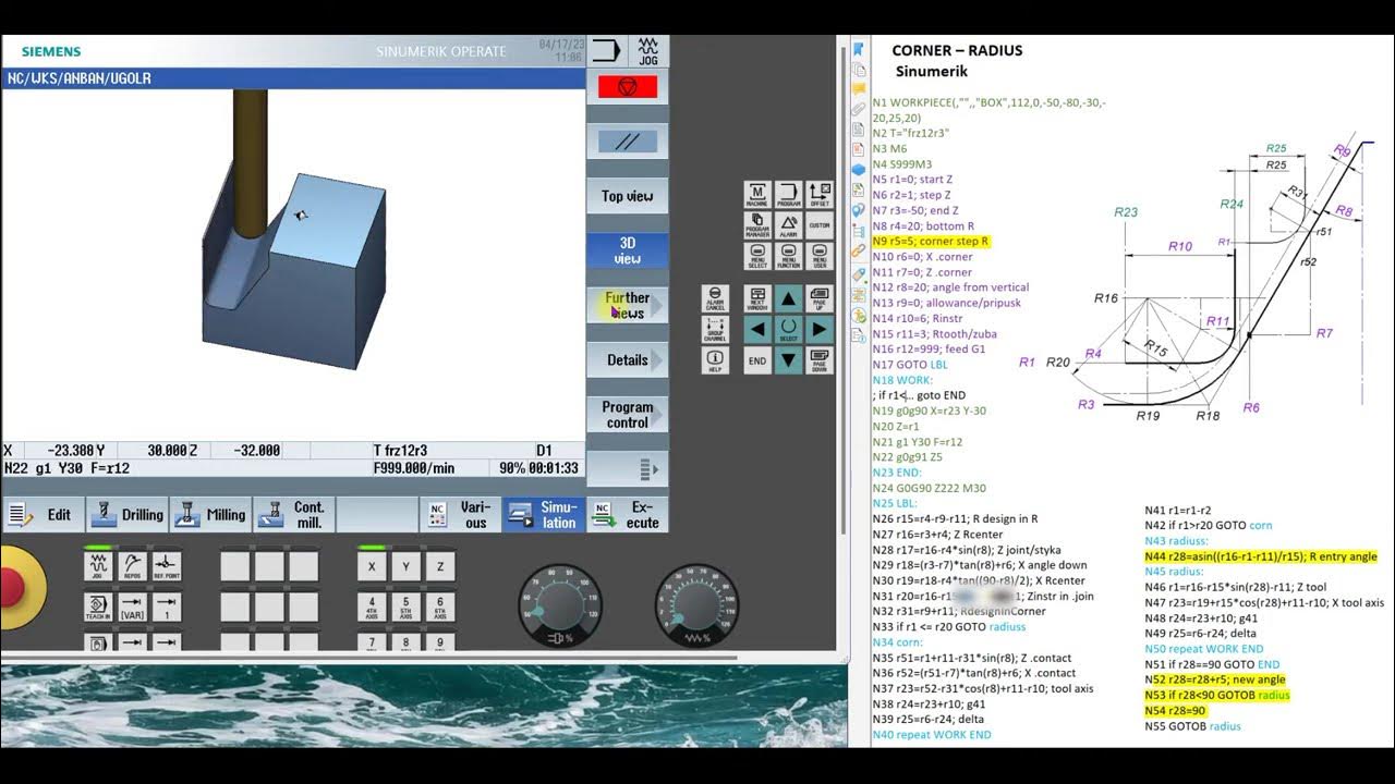 Sinumerik. Macro. Milling Andgle - radius. CNC practicum.021 - YouTube