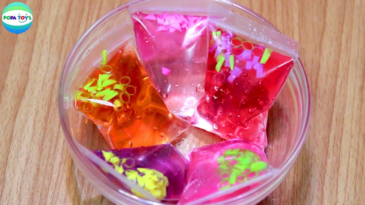 Making super clear slime with piping bag, bag slime, ASMR Video #01 ...