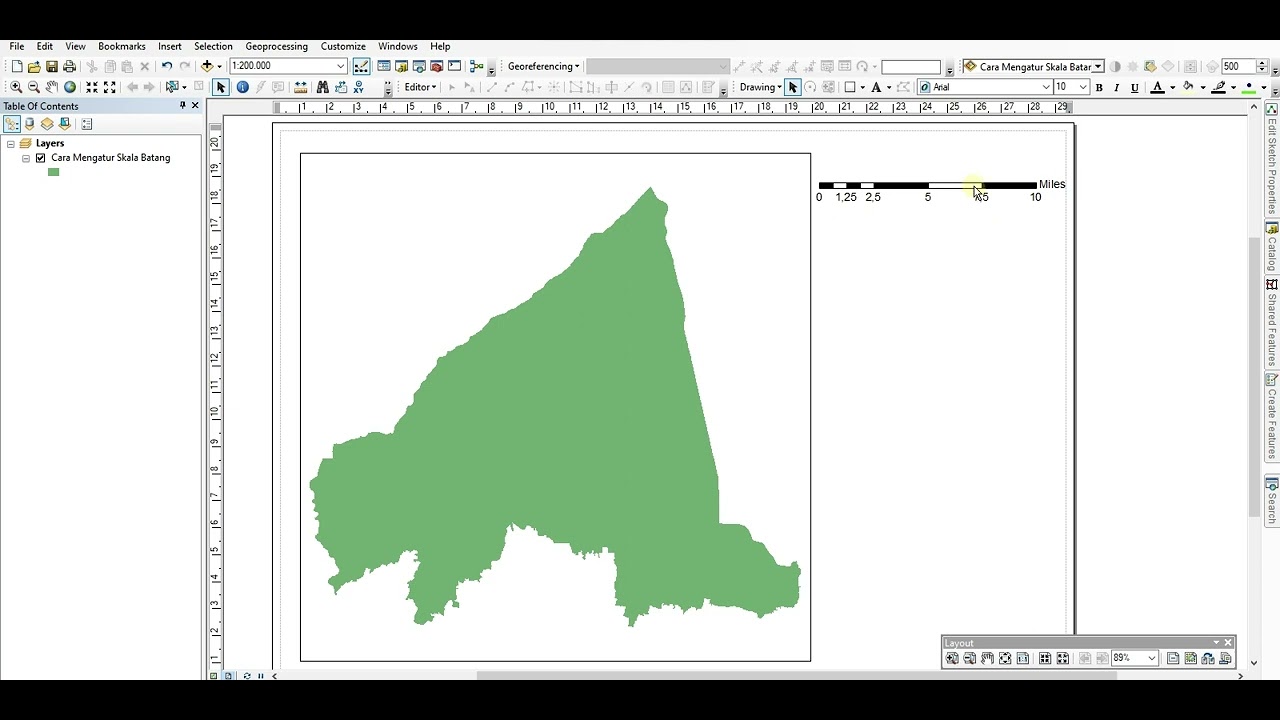 Cara Menampilkan dan Mengatur Skala Batang (Scale Bar) di ArcGIS - YouTube