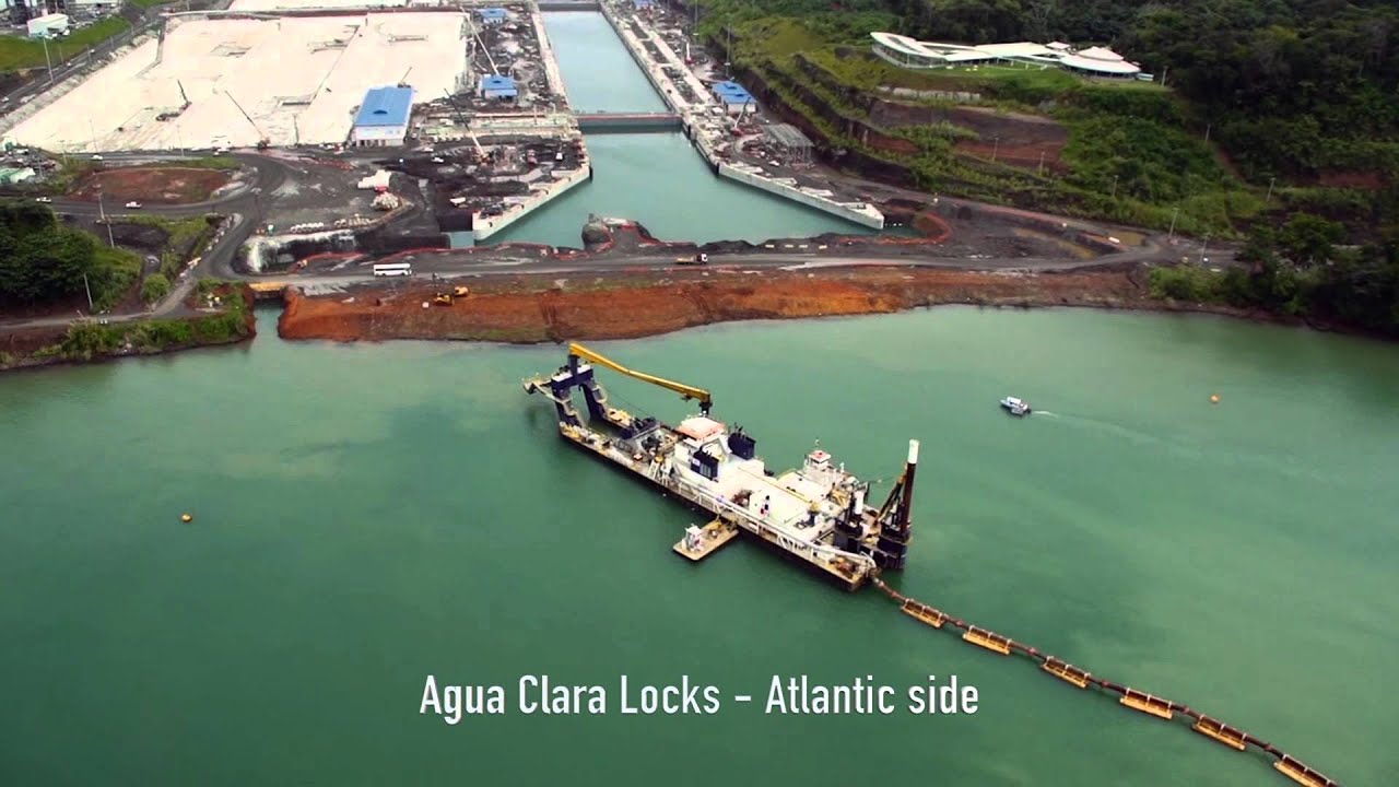 Aerial View of Panama Canal New Agua Clara Locks - YouTube