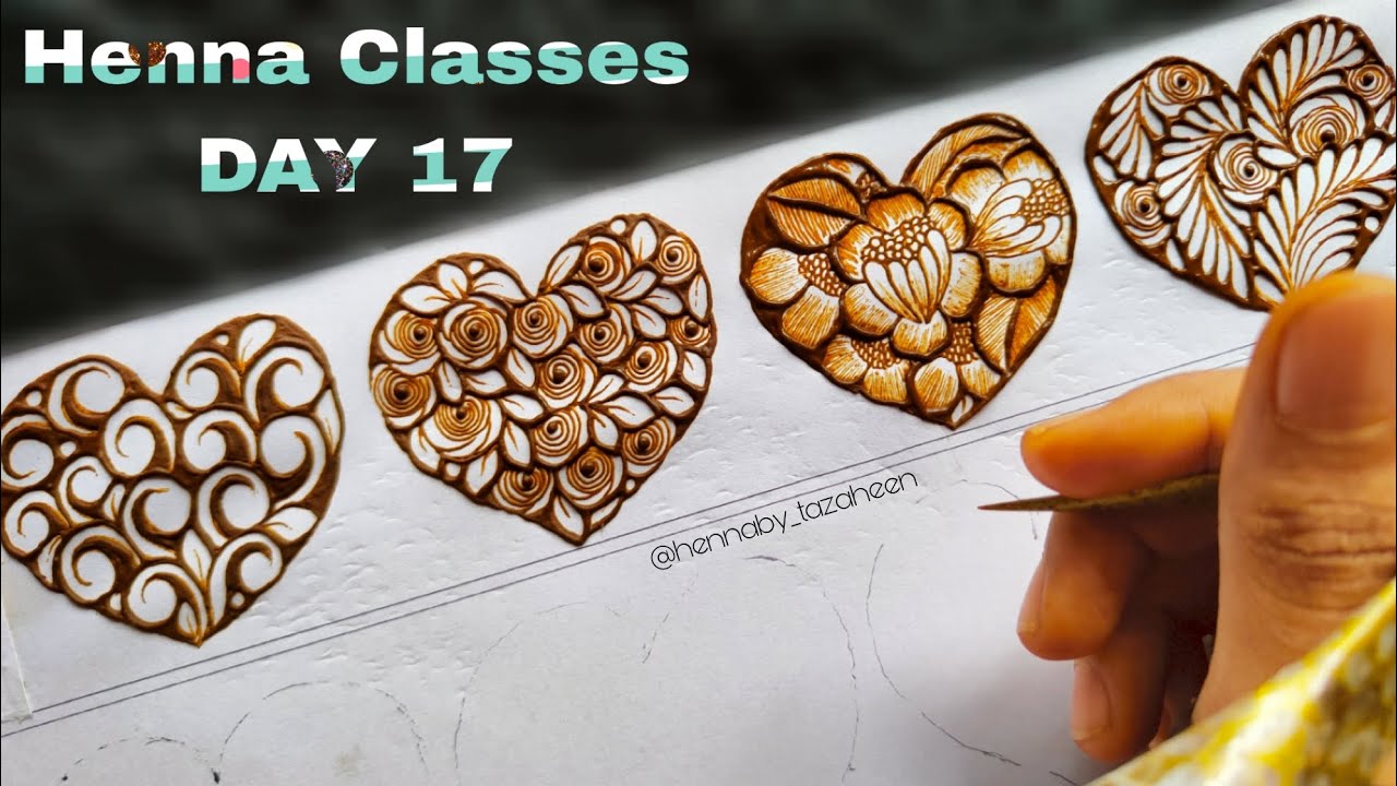Tazaheen Henna Classes Day 17 ||Learn Detailed Henna with Tazaheen ...