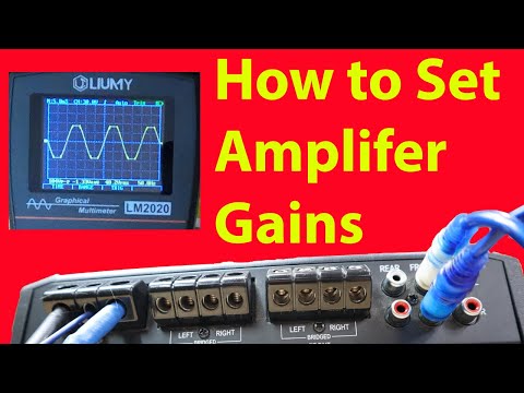 How to set gains on a 4-channel amplifier using an Oscilloscope.
