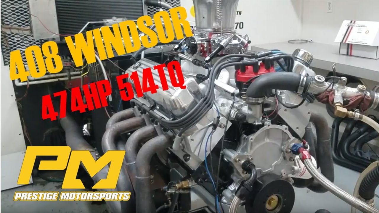 Victor's 408 Windsor Ford on the Dyno at Prestige - 474HP 514TQ - YouTube