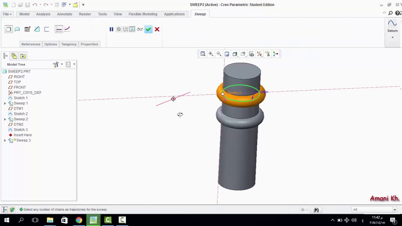 how to use sweep tool in creo parametric 2.0 | part 2 - YouTube