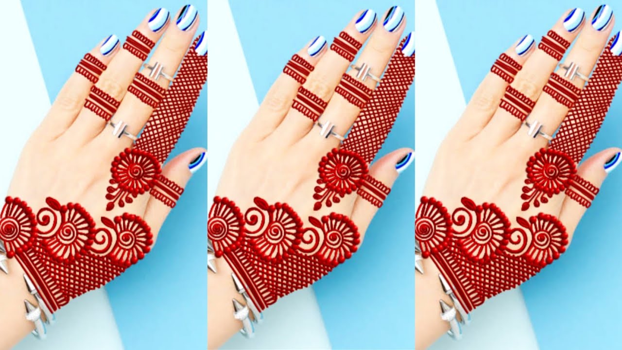 Beautiful red mehndi design ll semi Bridal mehndi design ll Rangh ...