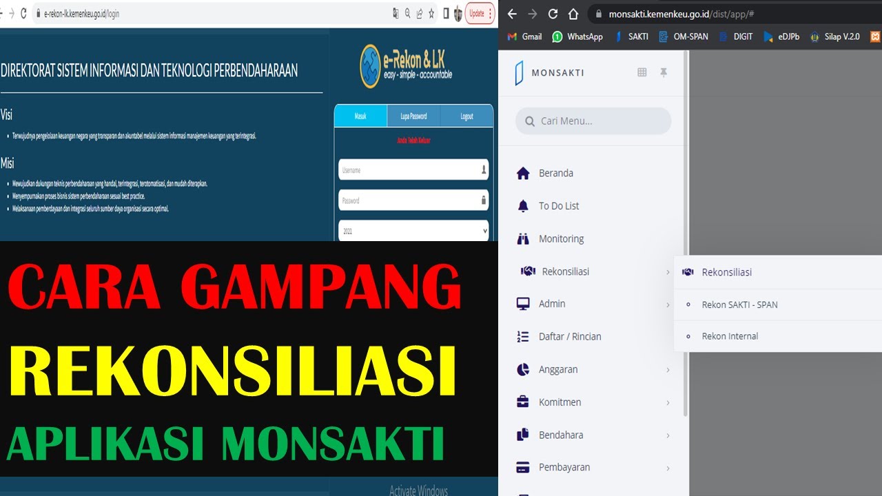 Aplikasi Monsakti Part 1 Rekonsiliasi 2022 - YouTube