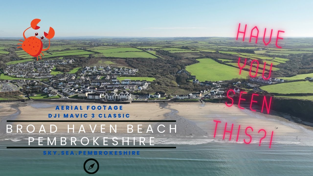 Drone Footage Of The Golden Sands of Broad Haven Beach In Pembrokeshire ...