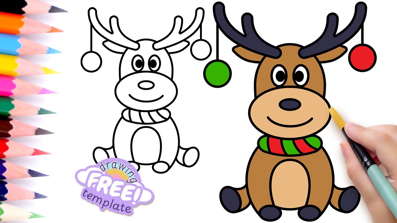How To Draw Simple Christmas Deer In 3 Minutes - Easy Step By Step ...