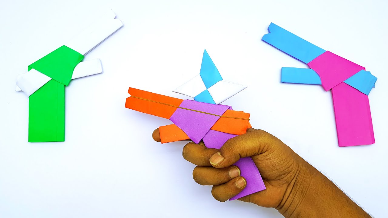 How to Make Paper Toy Gun With Rubber Band | DIY New Model Rubber Band ...