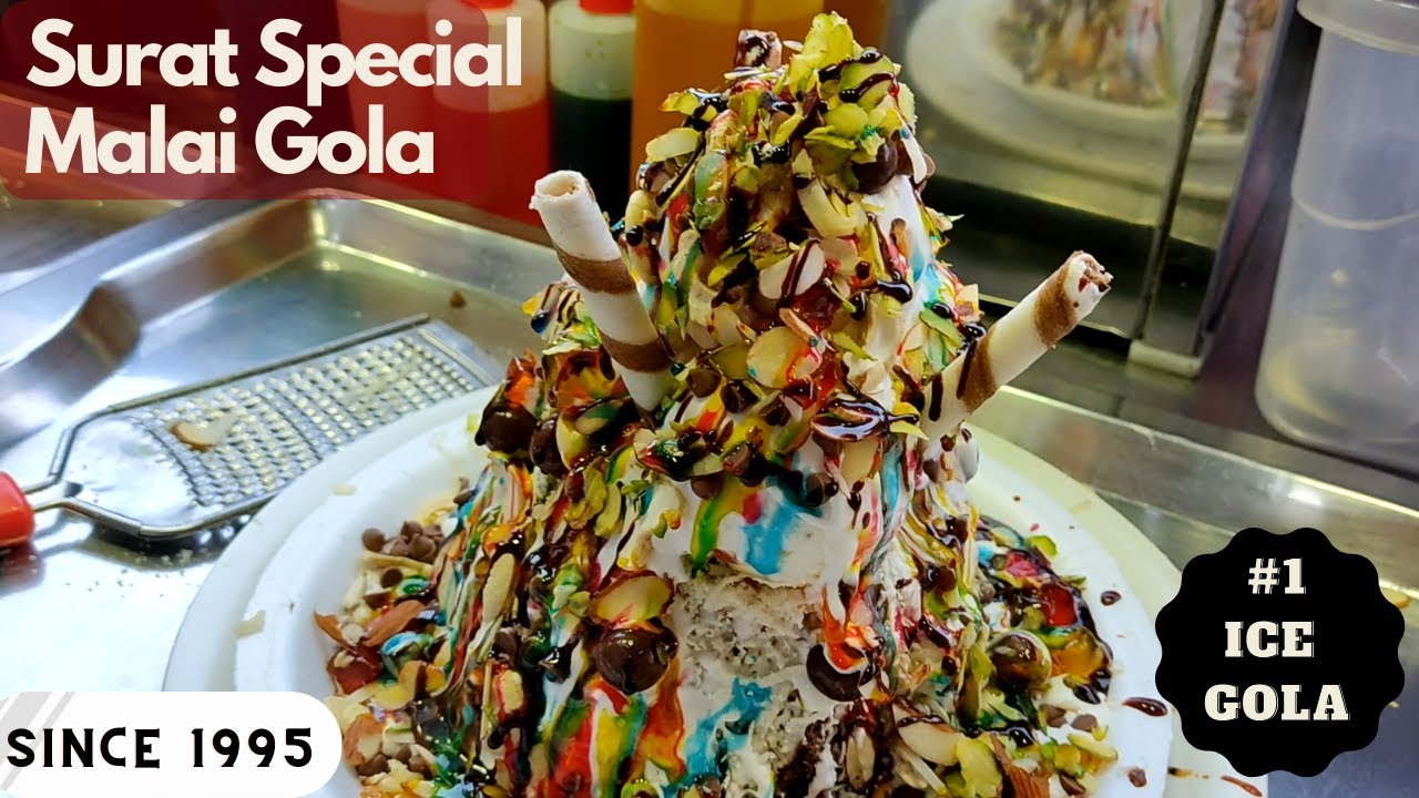 INDIA's Biggest Rajwadi Malai Gola in Surat | Baraf Ka Gola with ...