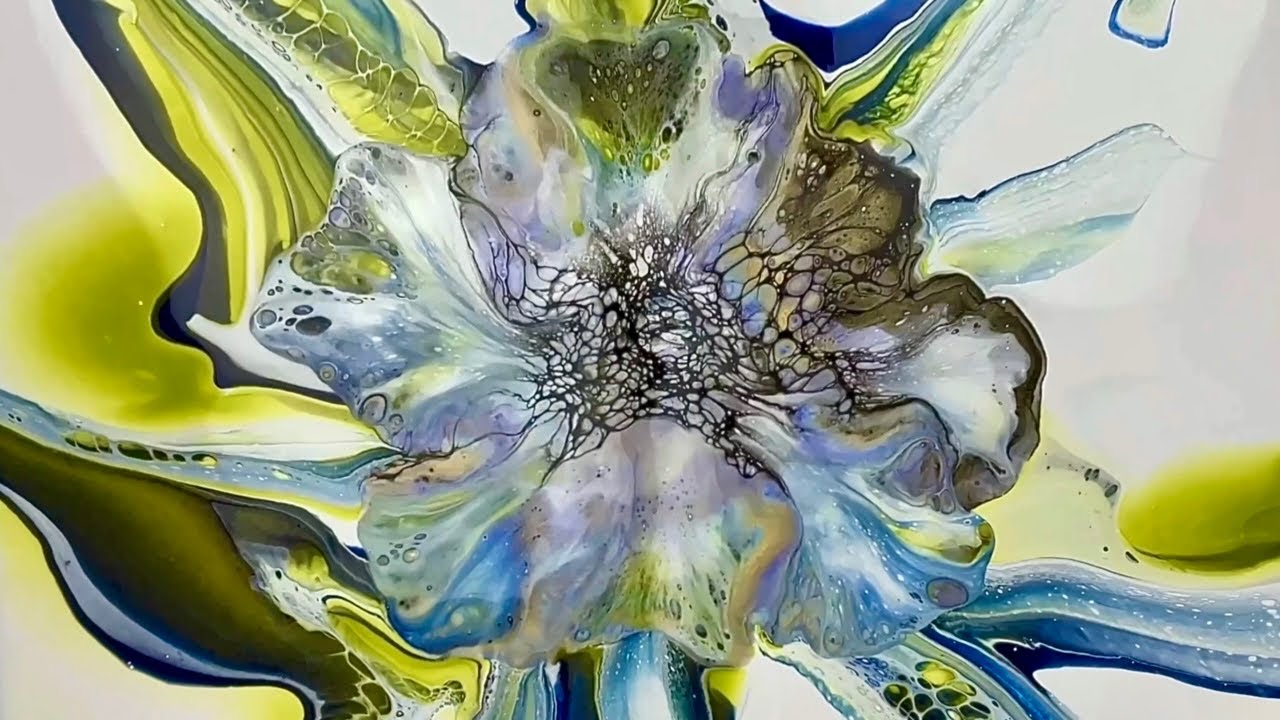 I Think I Made a Flower? - Acrylic Paint Pour Flower - Pour Painting ...