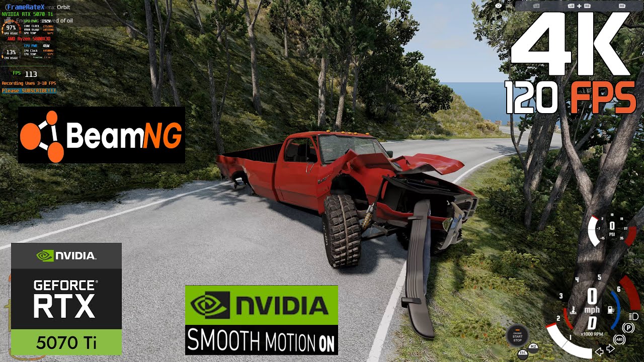 BeamNG Drive - RTX 5070 Ti + NVIDIA Smooth Motion 2X FG - 4K ULTRA 120 ...