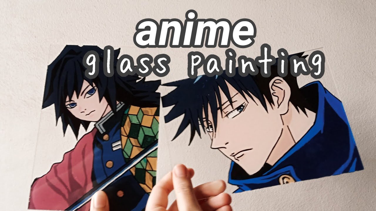 anime glass painting! 💙 megumi fushiguro (tutorial/process) - YouTube