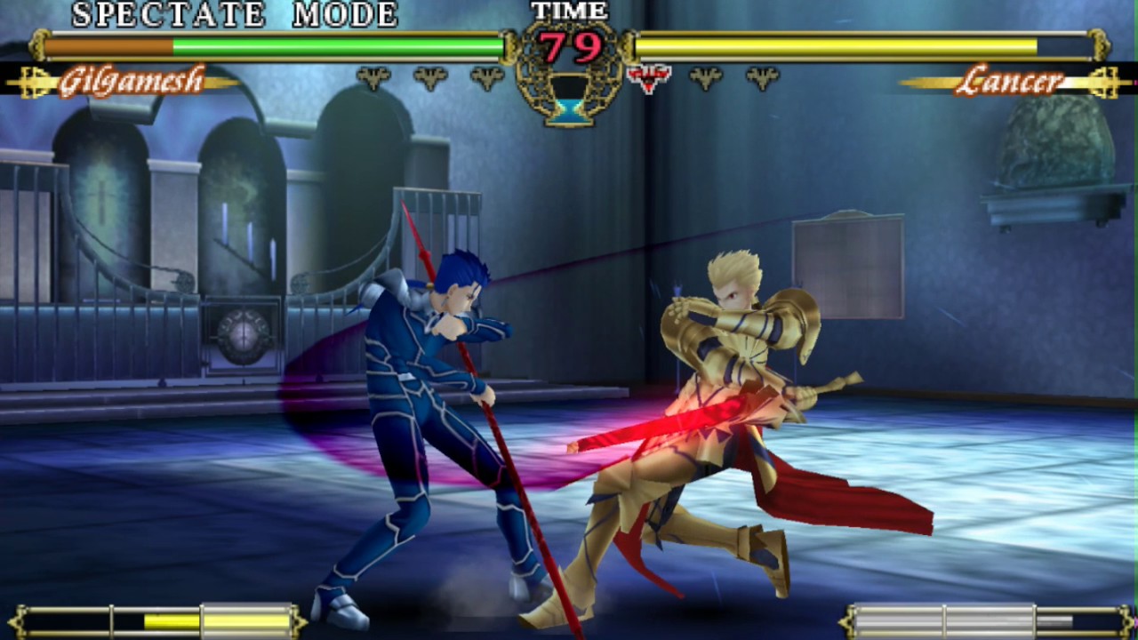 Fate Unlimited Codes PSP - Gilgamesh VS Lancer - YouTube