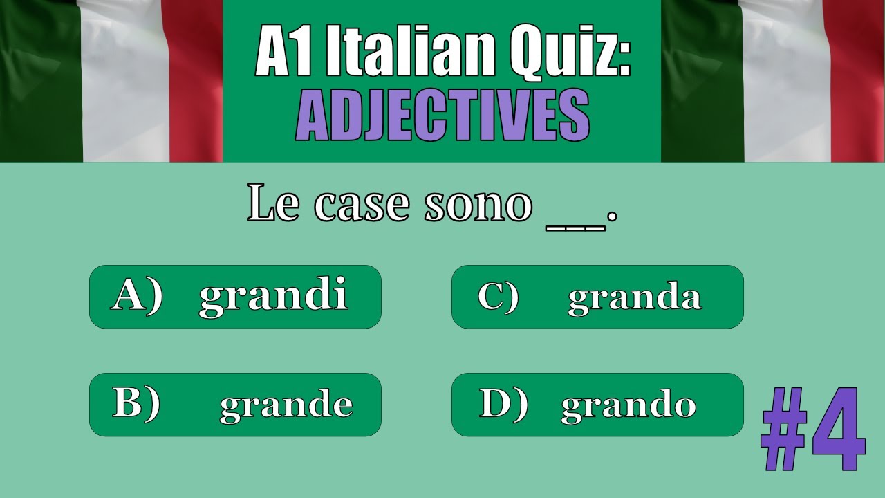 Italian Quiz: Adjectives (Agreement, Colors, Nationalities) - Easy ...